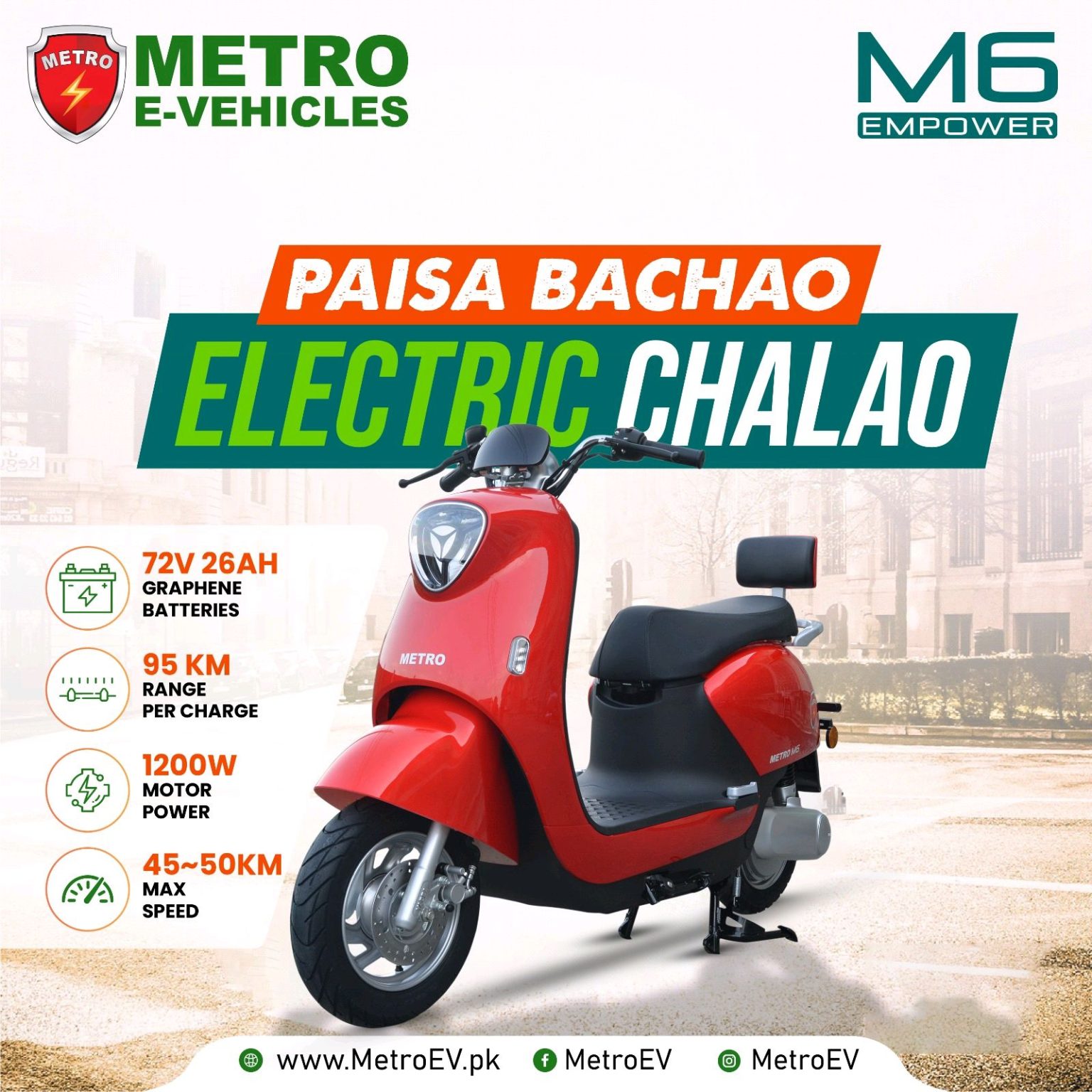 Metro Electric Vehicles Launches New Electric Scooter M6 in Pakistan ...
